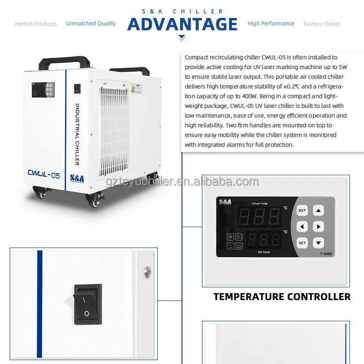 S&a Compact 110v/240v Uv Laser Recirculating Small Industrial Chiller ...