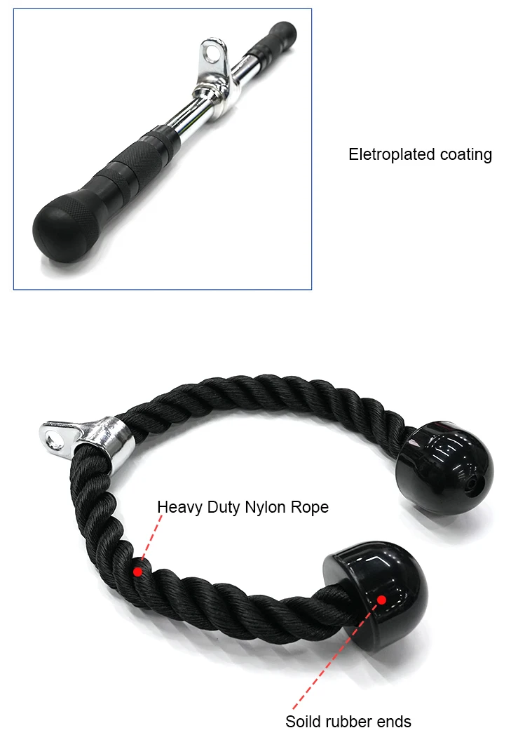 LAT Pull Down Bars Cable Machine Attachment Accessories Tricep Rope V ...