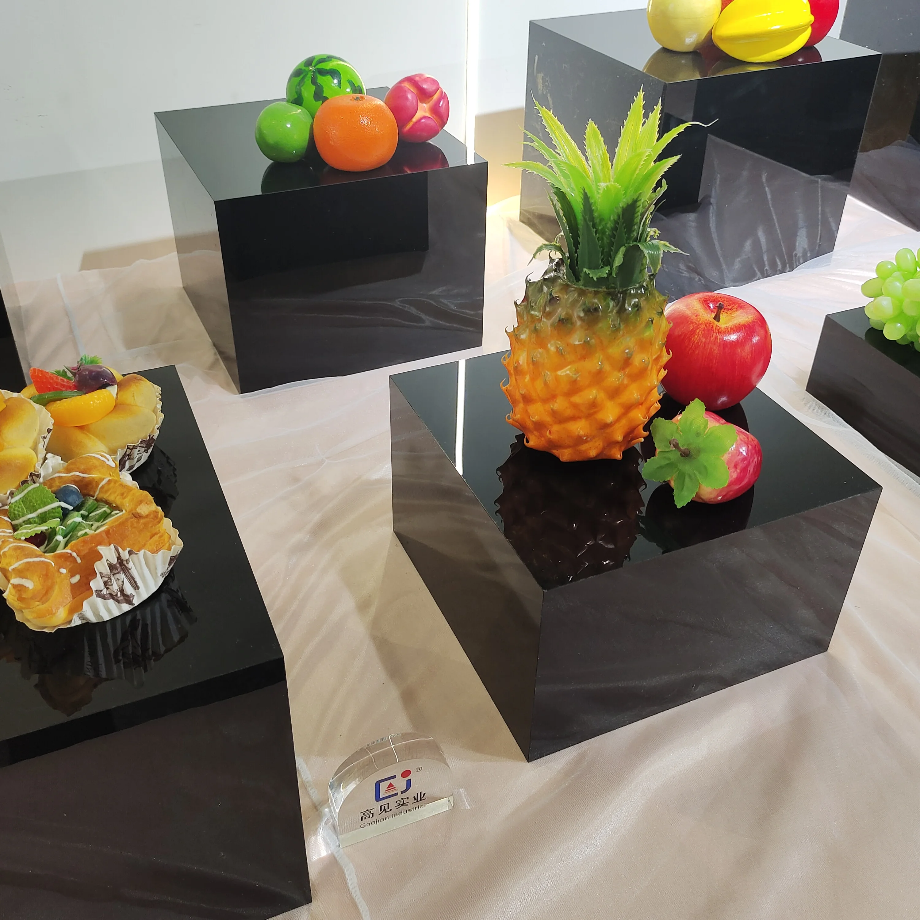 White Acrylic Riser Cube Display Set of 8 - Tiered Dessert Stand for OEM