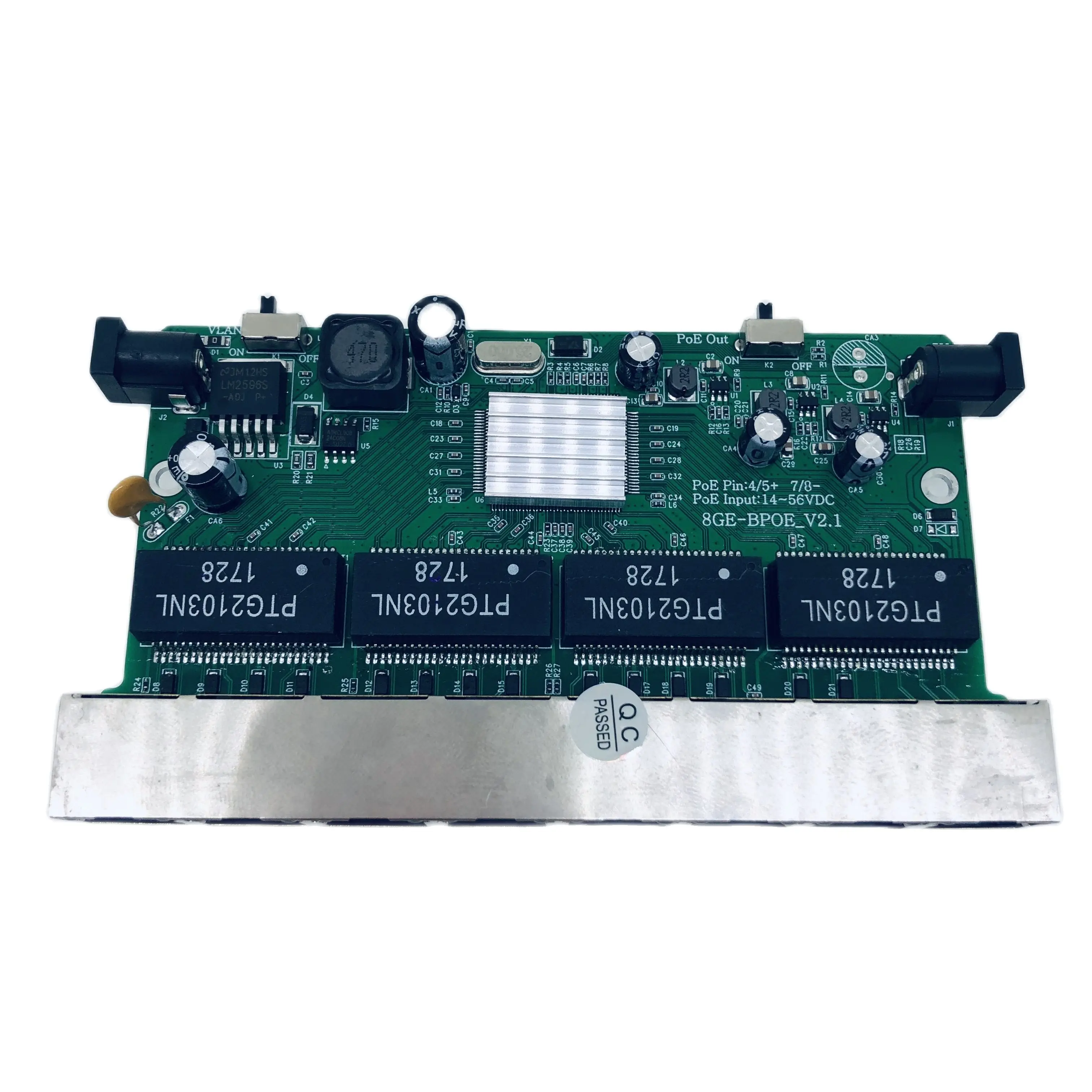 8 Port 24V/48V Reverse POE Switch - 20km Fiber Optic Converter