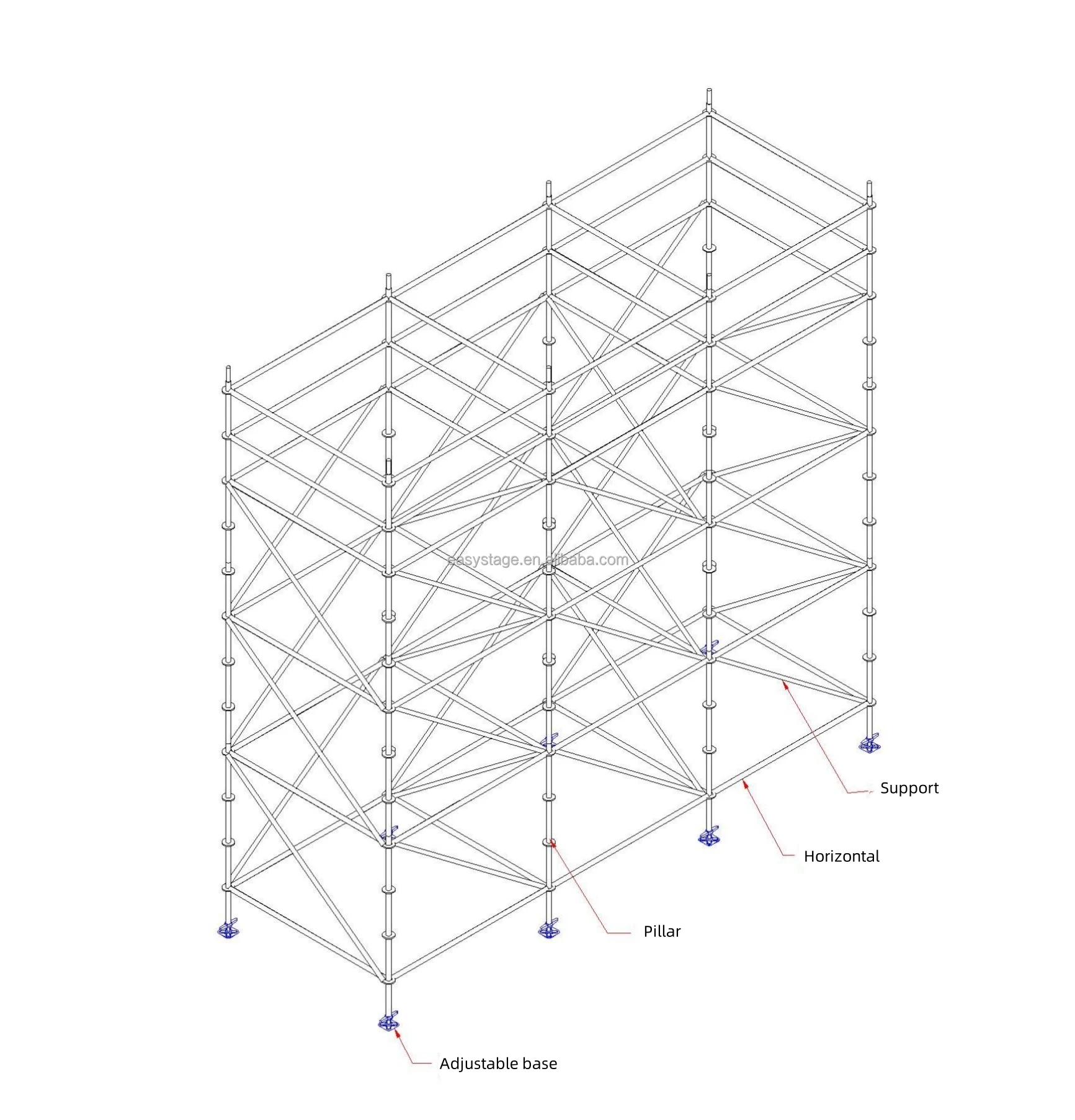 Steel Layer Scaffolding Truss System Iron Layer Assemble Stage For ...