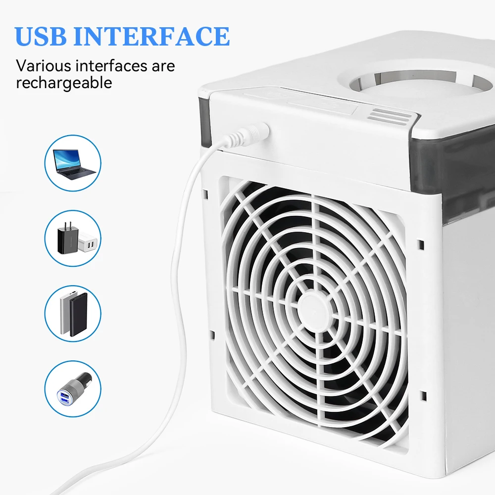 Portable Ac Desktop Air Conditioner With 7 Colors Led Lights Mini Air ...