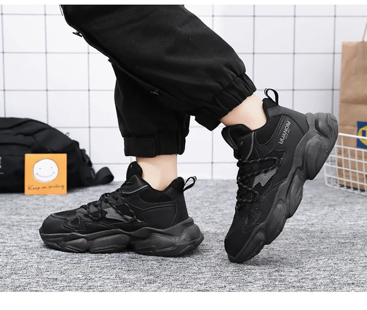 Chunky Sneakers For Men Fashion Platform White Leather Dad Shoes ...