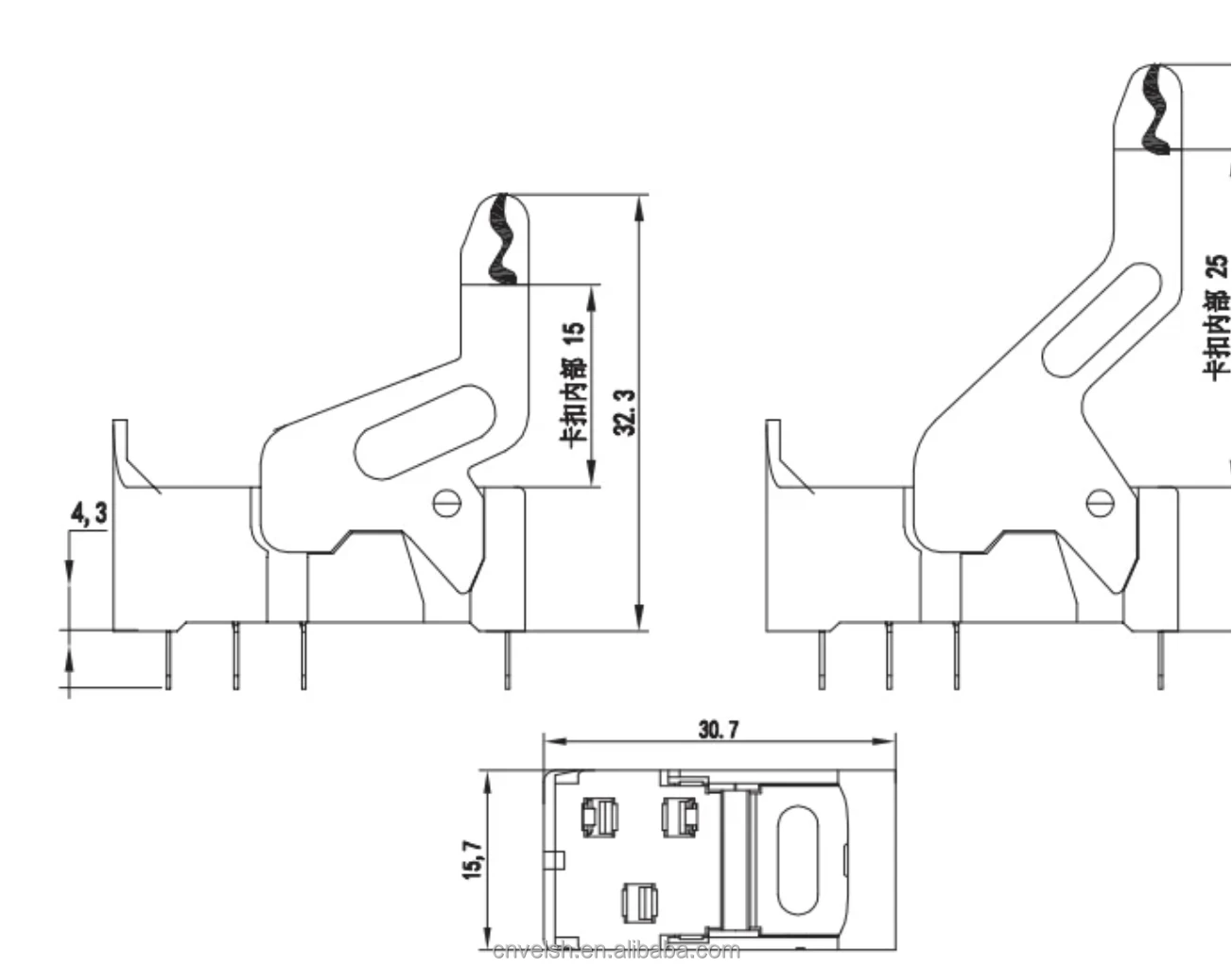 High Quality 5Pin Small Relay Orange Snap-on Relay Socket Slim Relay ...