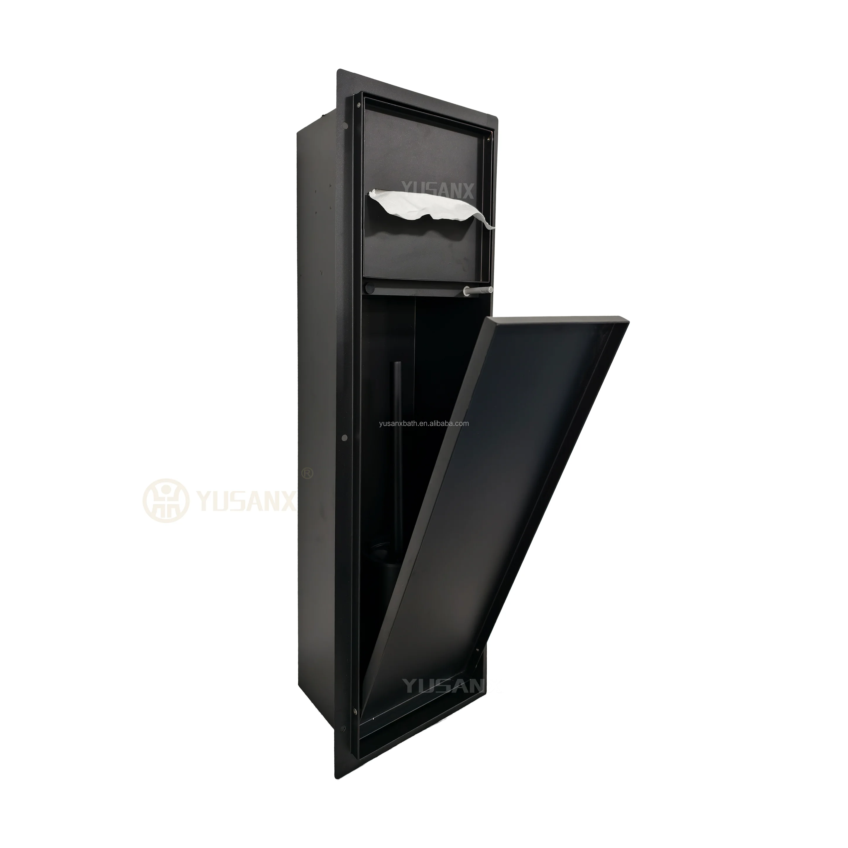 Modern 304 Stainless Steel Hidden Tissue Box & Toilet Brush Niche for ...