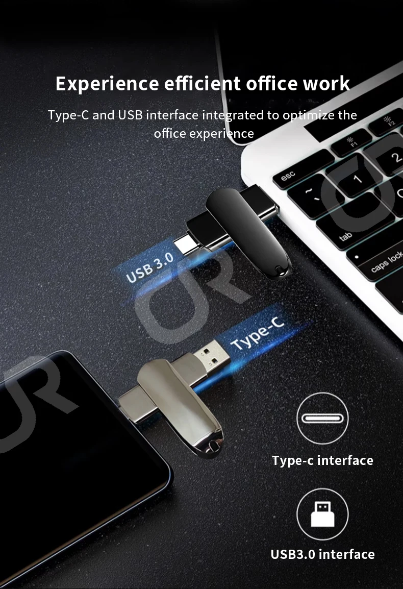 Rotate Mobile Phone U Disk Metal Otg Computer 2-in-1 New 1tb Memory ...