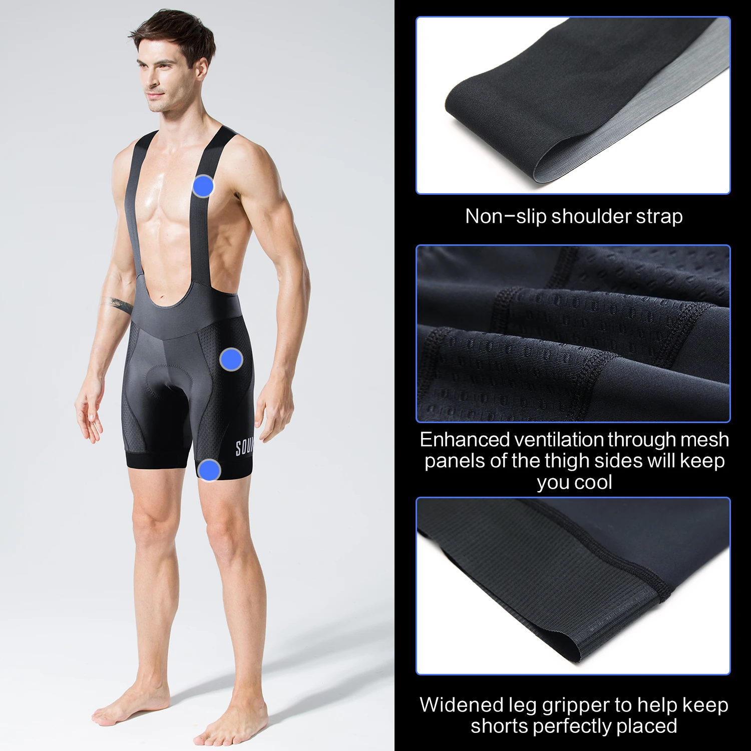 Souke Sports Cycling Gel Bib Shorts For Men Cycling Bib Seamless ...