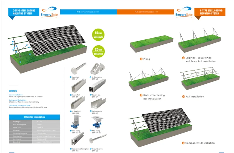 Fixed Tilt Solar Mount Bifacial Landscape Ground Mounting - Buy Ground ...