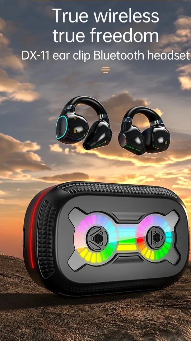 Ztx New Dx-11 Ear-clip Earphone Touch Control Tws Rgb Light Headphone ...