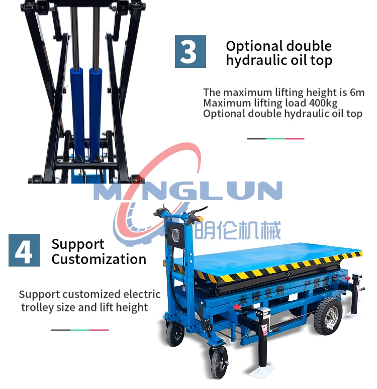 Self Propelled Hydraulic Electric Lifting Trolley for Moving Cargo