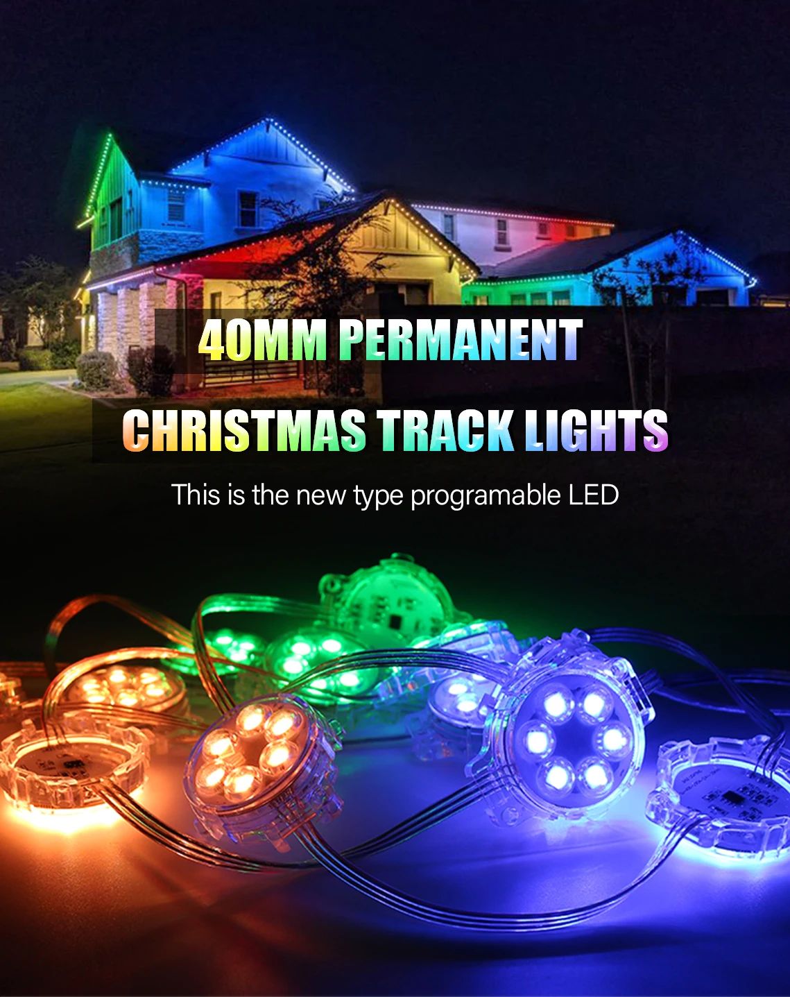 40mm Outdoor Aluminum Profile Permanent RGBW Christmas LED Pixel Node ...