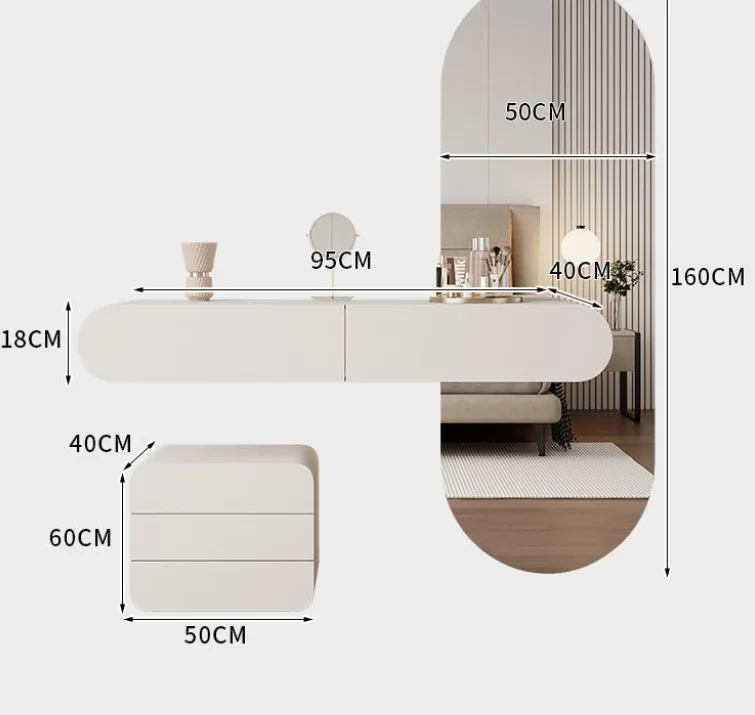 Suspended Wall-Mounted Dressing Table - Modern Minimalist