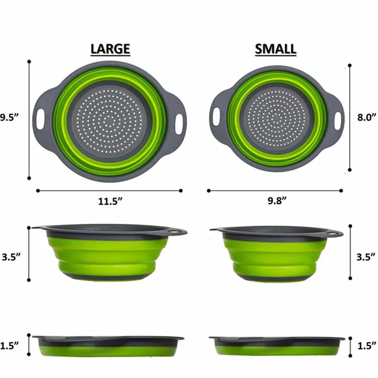 Silicone Collapsible Kitchen Colander - Space-Saving Strainer
