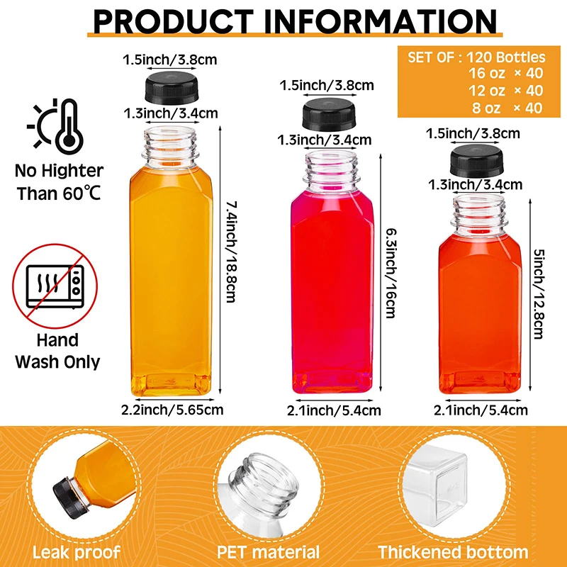Wholesale Juice Bottles - Custom PET Containers with Caps