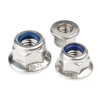 M3 M4 M5 M6 M8 M10 M12 M14 M16 Din6926 Stainless Steel 304 Nylock Nut Flange Nylon Insert ...