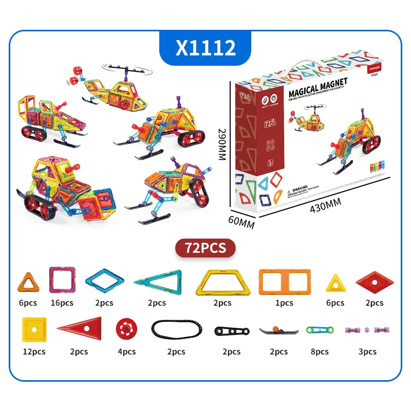 72pcs Educational Magnetic Tile Building Blocks Educational Toy Set ...