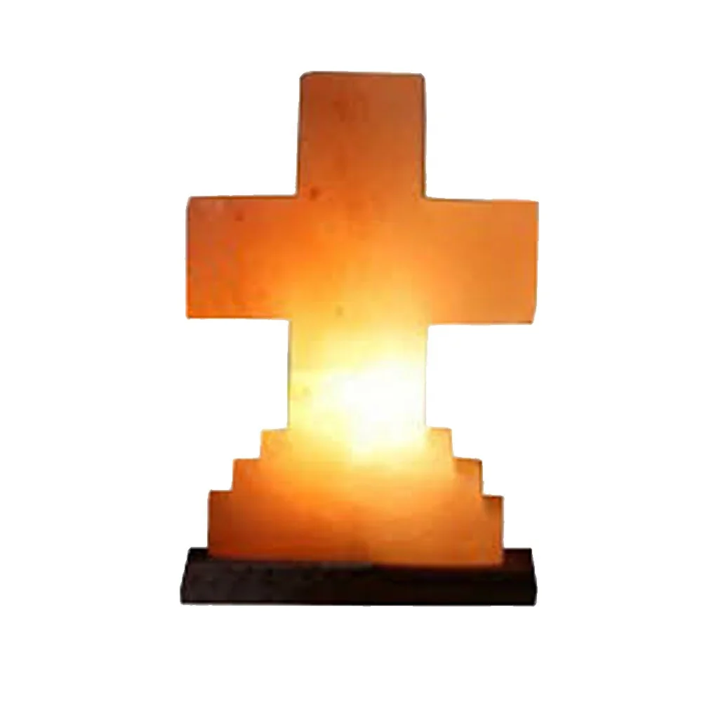 Handmade Cross Salt Lamp by Sian Enterprises LED Light with Carved ...