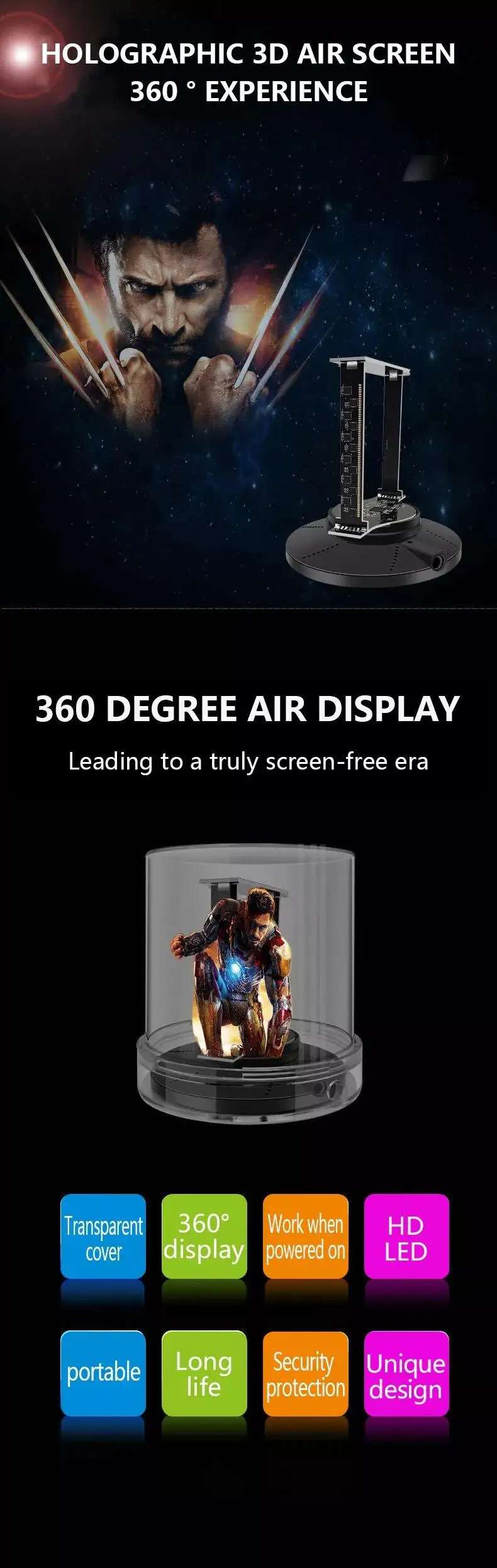 3D Hologram Projector - 360° Display Without Dead Angles