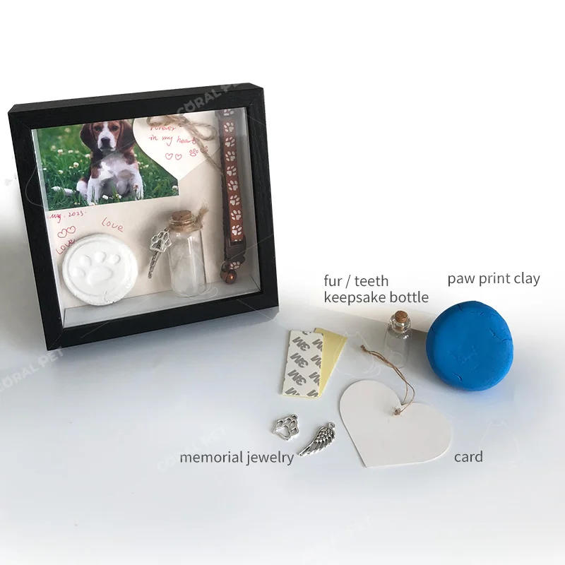 Custom Cat and Dog Clay Paw Print Display Memory Keepsake Frame for Pet ...