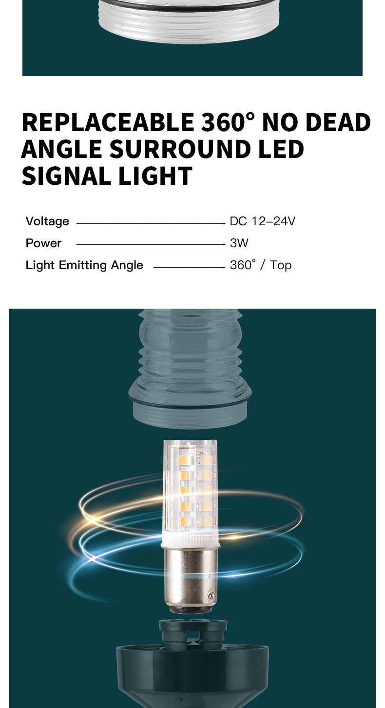 Marine All Round LED Pole Light LED Boat Light with Standard Pole 3 ...