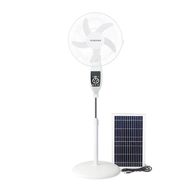 New 16 Inch Portable Vertical Smart Solar Fan With Led Light Bulbs And ...