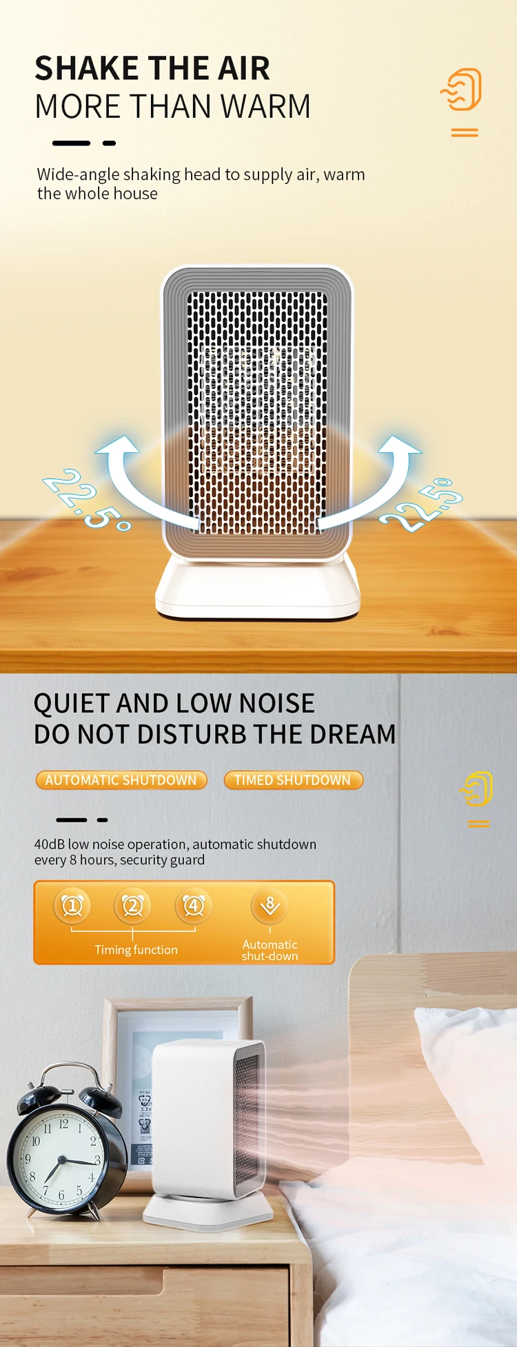 Winter Home Portable Oscillating Heater Ptc Fast Heating Ceramic Indoor Mini Heater For Room ...