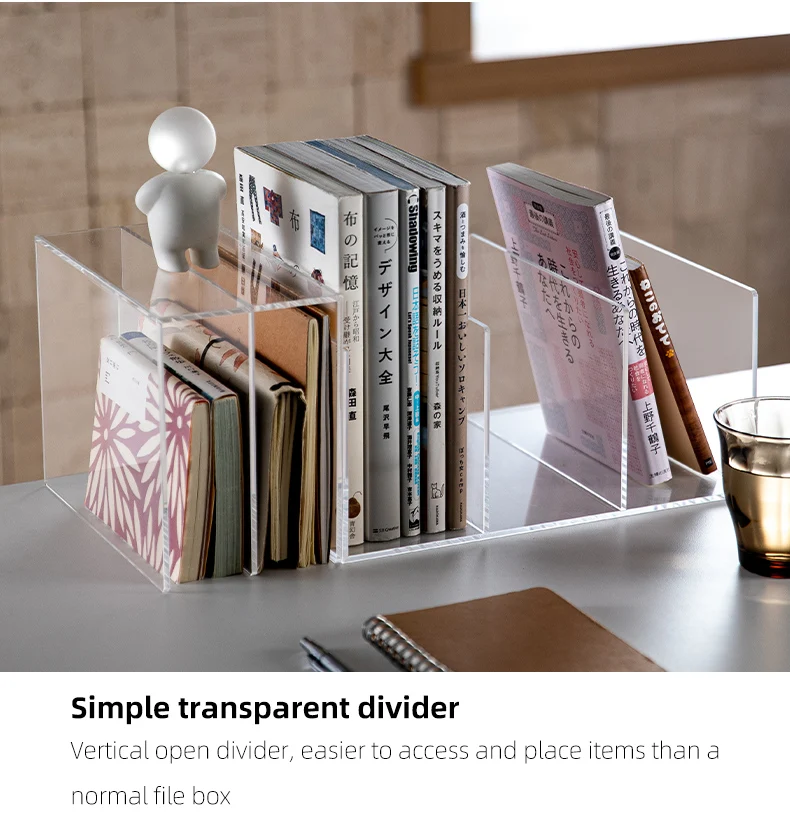 Shimoyama Multi-purpose Clear Acrylic Book Shelf Box Drawer Dividers ...