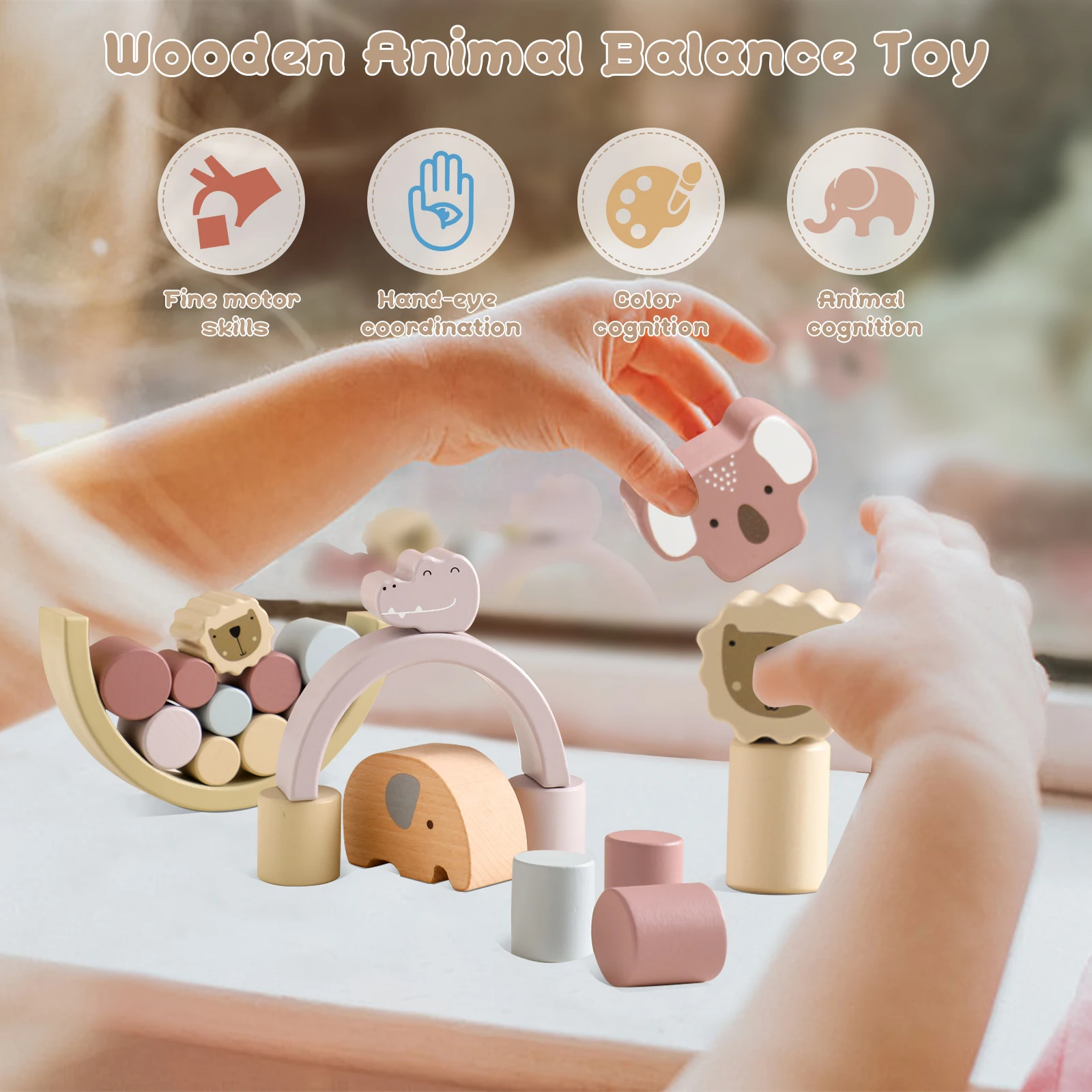 Wooden Animal Balance Toy Preschool Early Learning Educational Toys ...