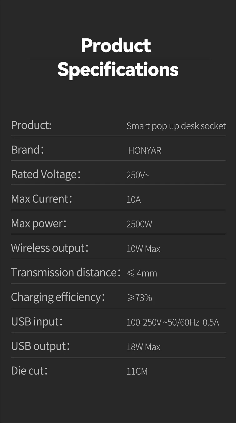 New Smart Motorized Pop up Sockets Top Wireless Charging Lifting Tower ...