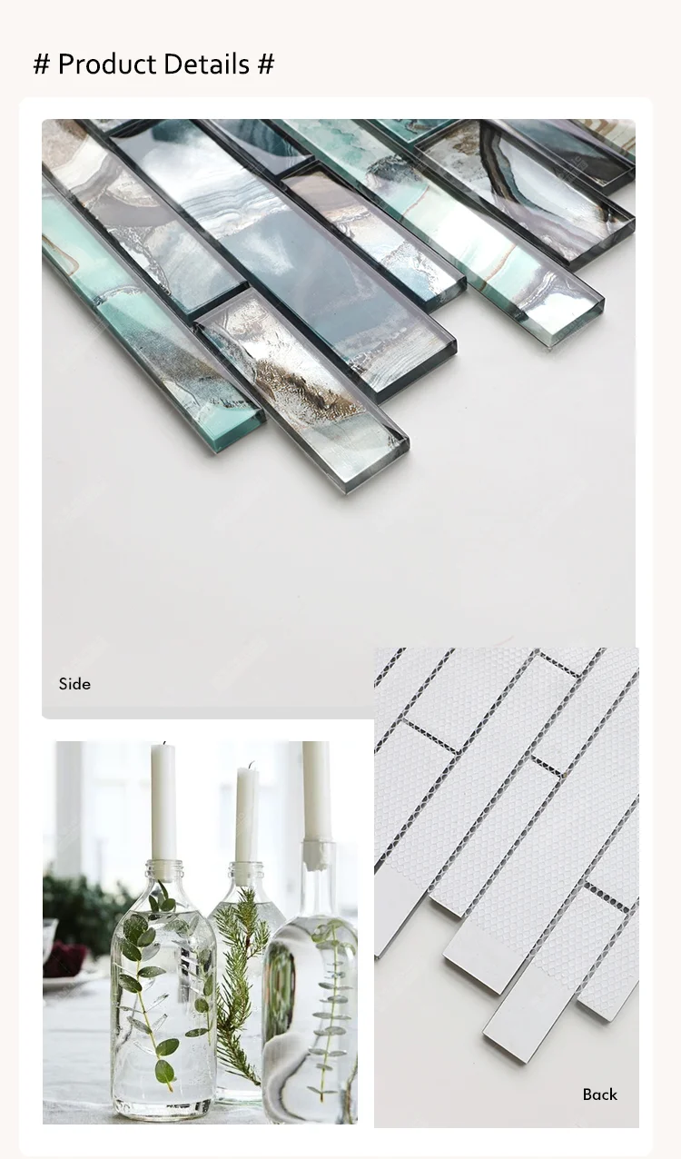 Linear Strip Glass Mosaic Tiles for Kitchen Backsplash