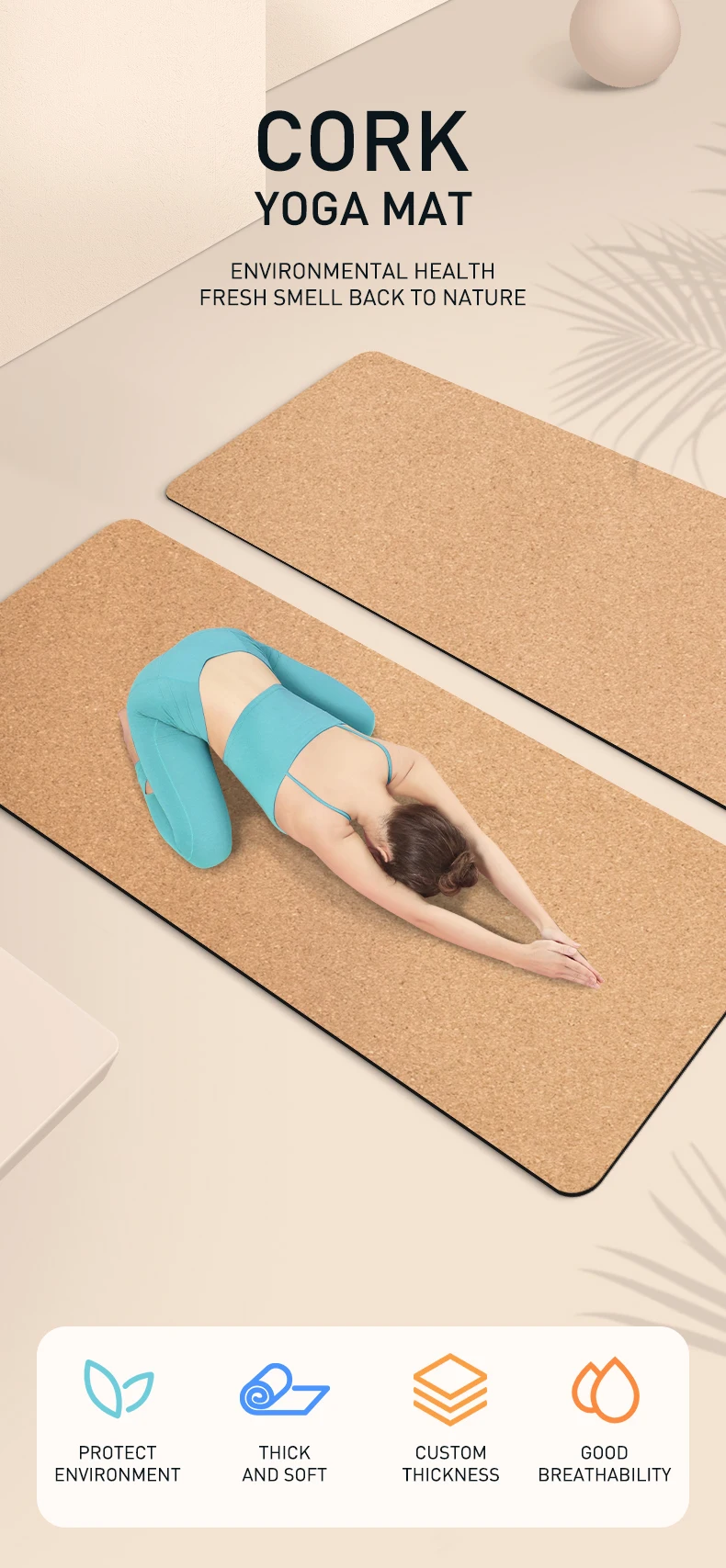 Eco Customised Logo Tpe Recycle Cork Exercise Mat For Yoga - Buy Cork ...