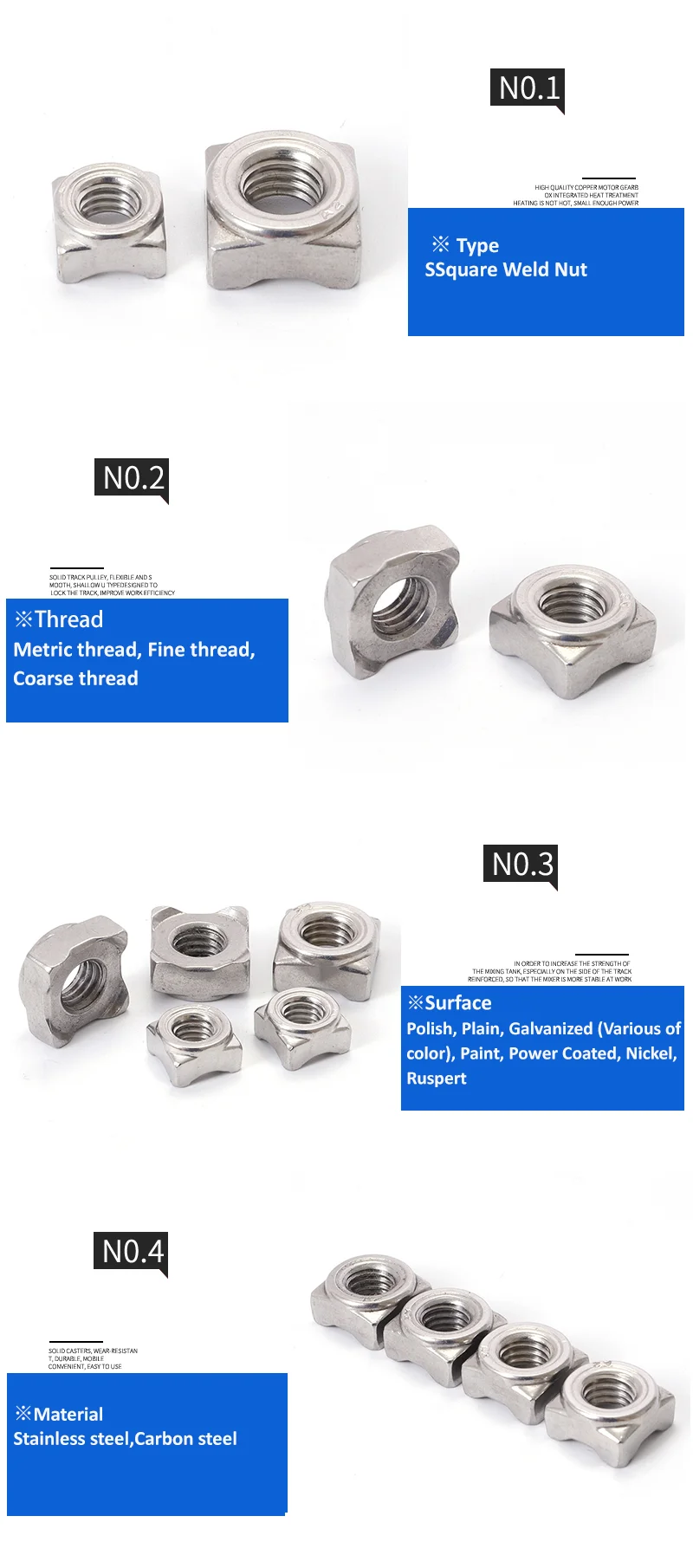 DIN928M8 Stainless Steel Carbon Steel Rectangular square Nuts Packing ...