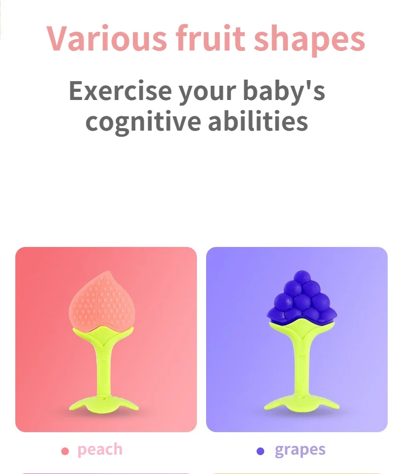 Baby Teethrs Food Grade Approval Fruit Shape Silicone Baby Teether For ...