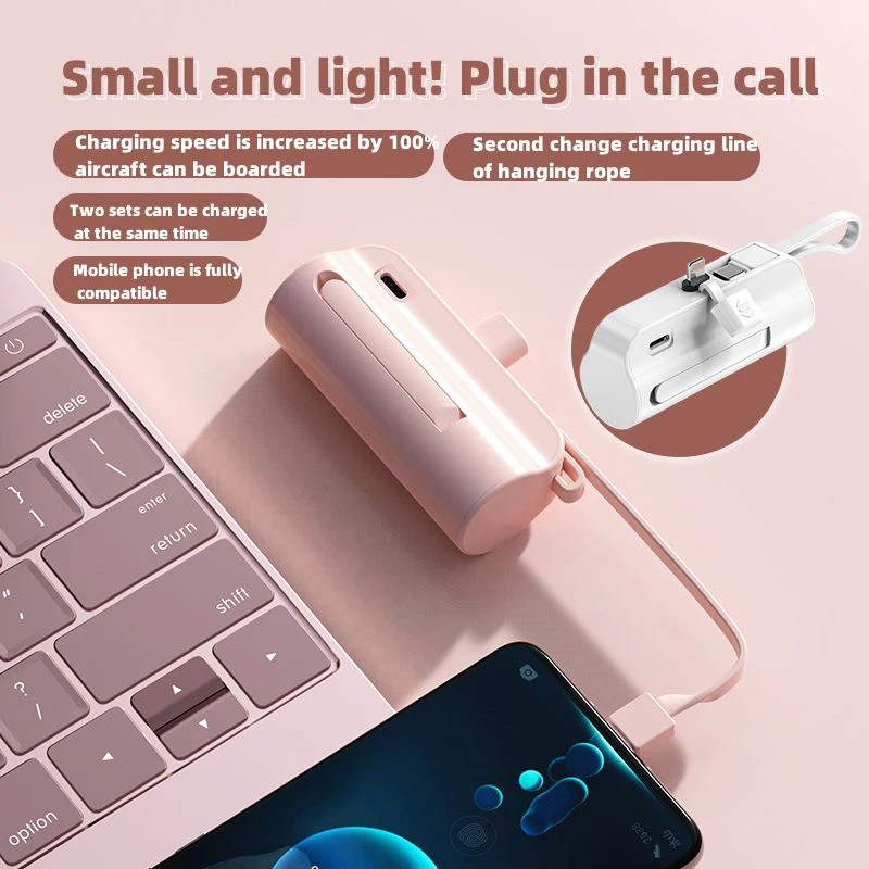 New Arrived Two In One Plug-in Mini Powerbank Charge 5000mah Emergency ...