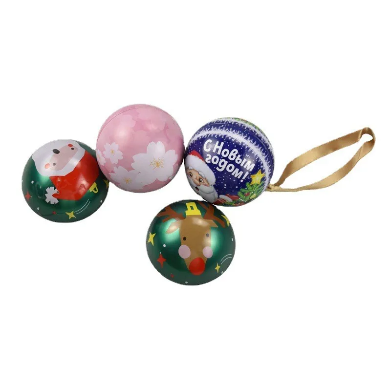 Christmas Toy Decorations Tinplate Round Ball Candy Storage Jar ...