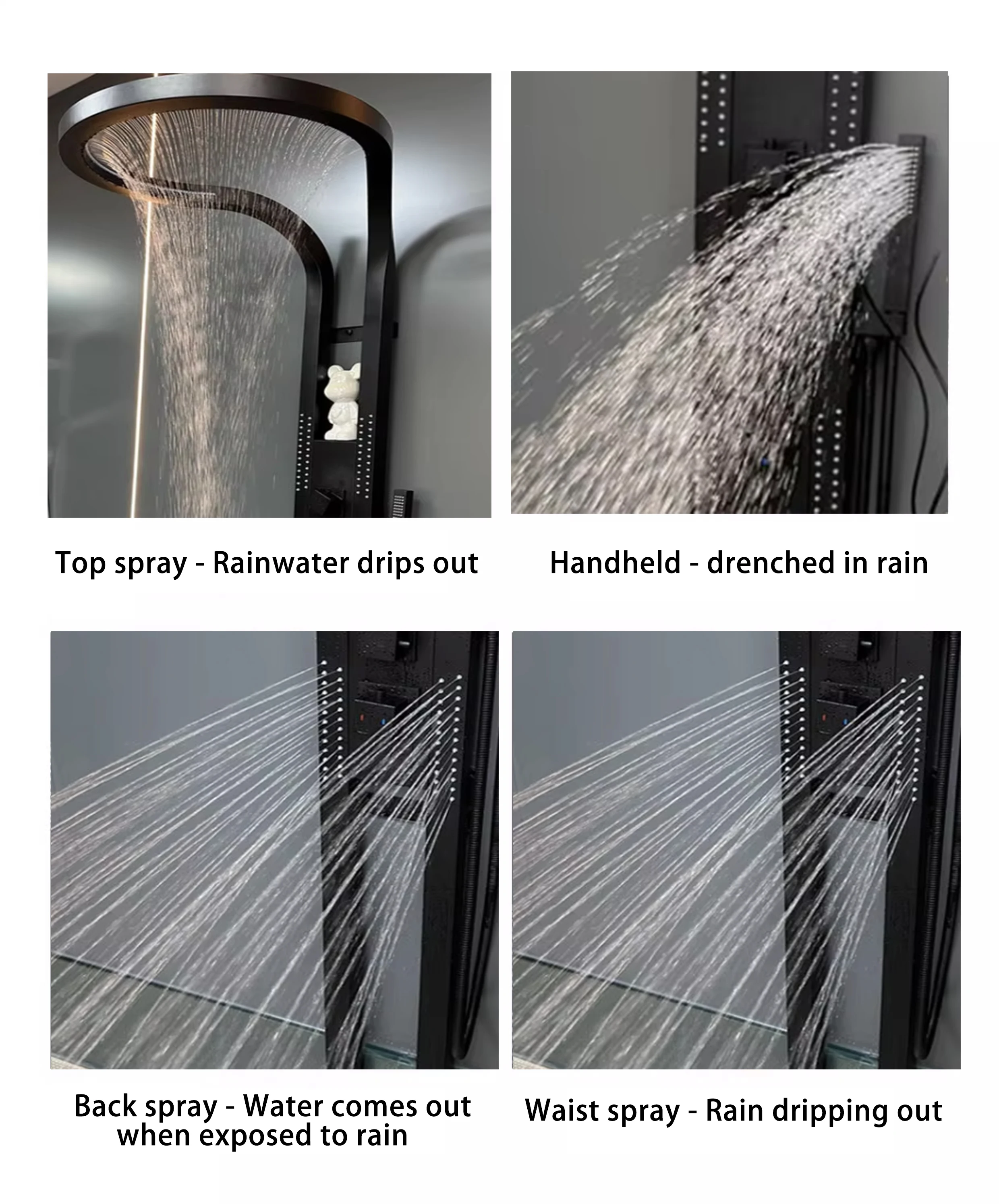 Fashionable Black Brass Wall Mounted Multi Function Shower Panel ...