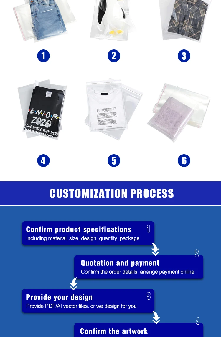 Factory Custom Logo Clothing Clear Package Plastic Opp Bag,Self ...