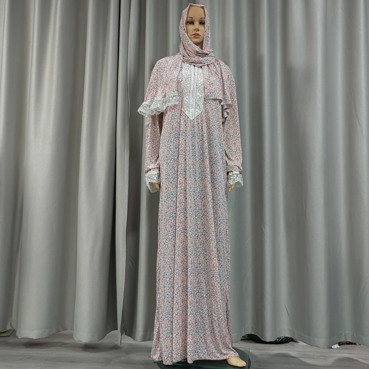 One Piece Muslim Women Prayer Dress Islamic Hijab Khimar Jilbab Hand ...