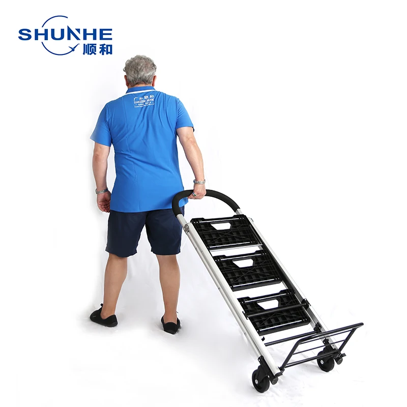 Hot selling FW-71 Collapsible 3 Steps Ladder 2-in-1 Hand Cart With ...
