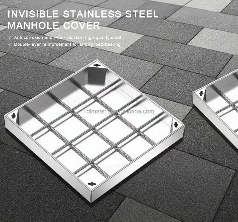 Stainless Steel Modern Rectangle Manhole Covers Outdoor Water Embedded ...