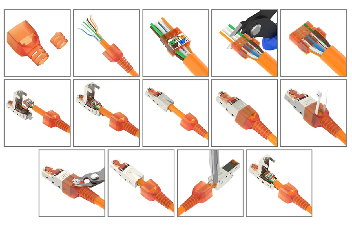 Ethernet Rj45 Connectors Male To Female Adapter Toolless Rj45 ...