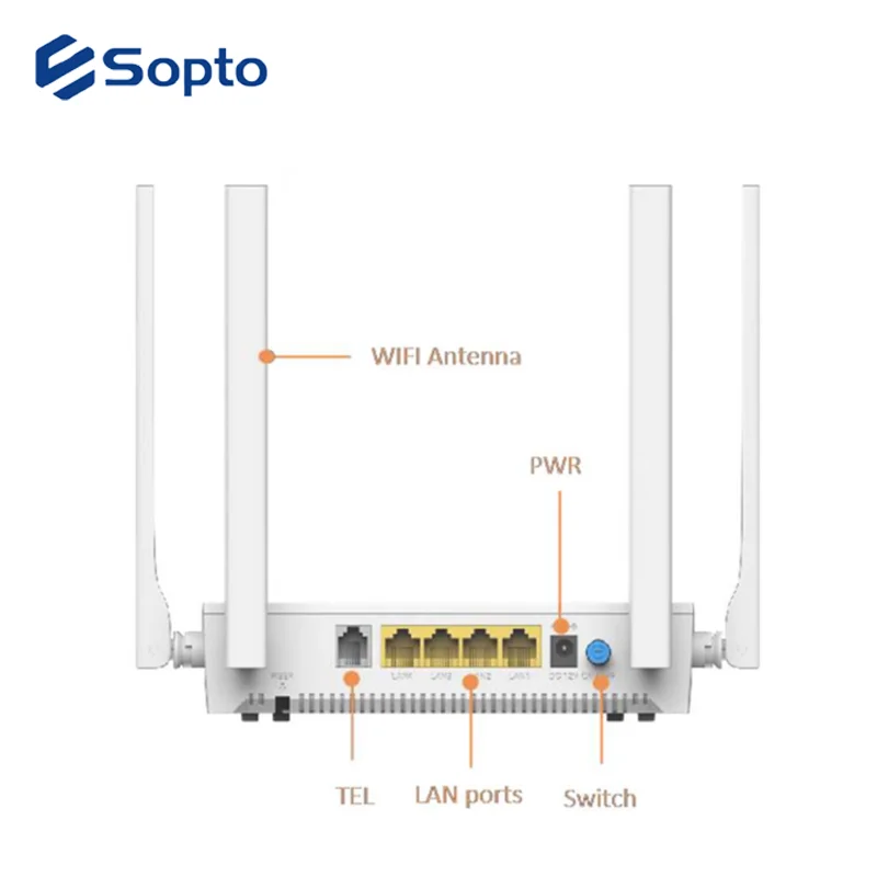 Sopto WIFI6 XPON ONU ONT FTTH 4GE+1POTS 2.4G/5G WIFI Fiber Optic ...