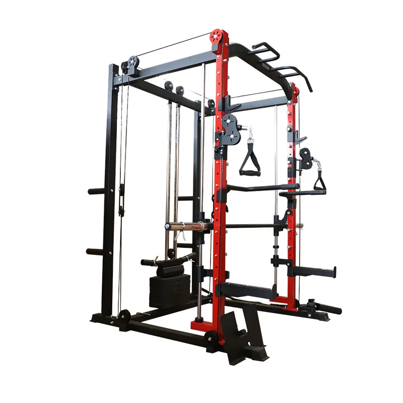 Multi Function Smith Machine home gym fitness dual cable pulley machine ...