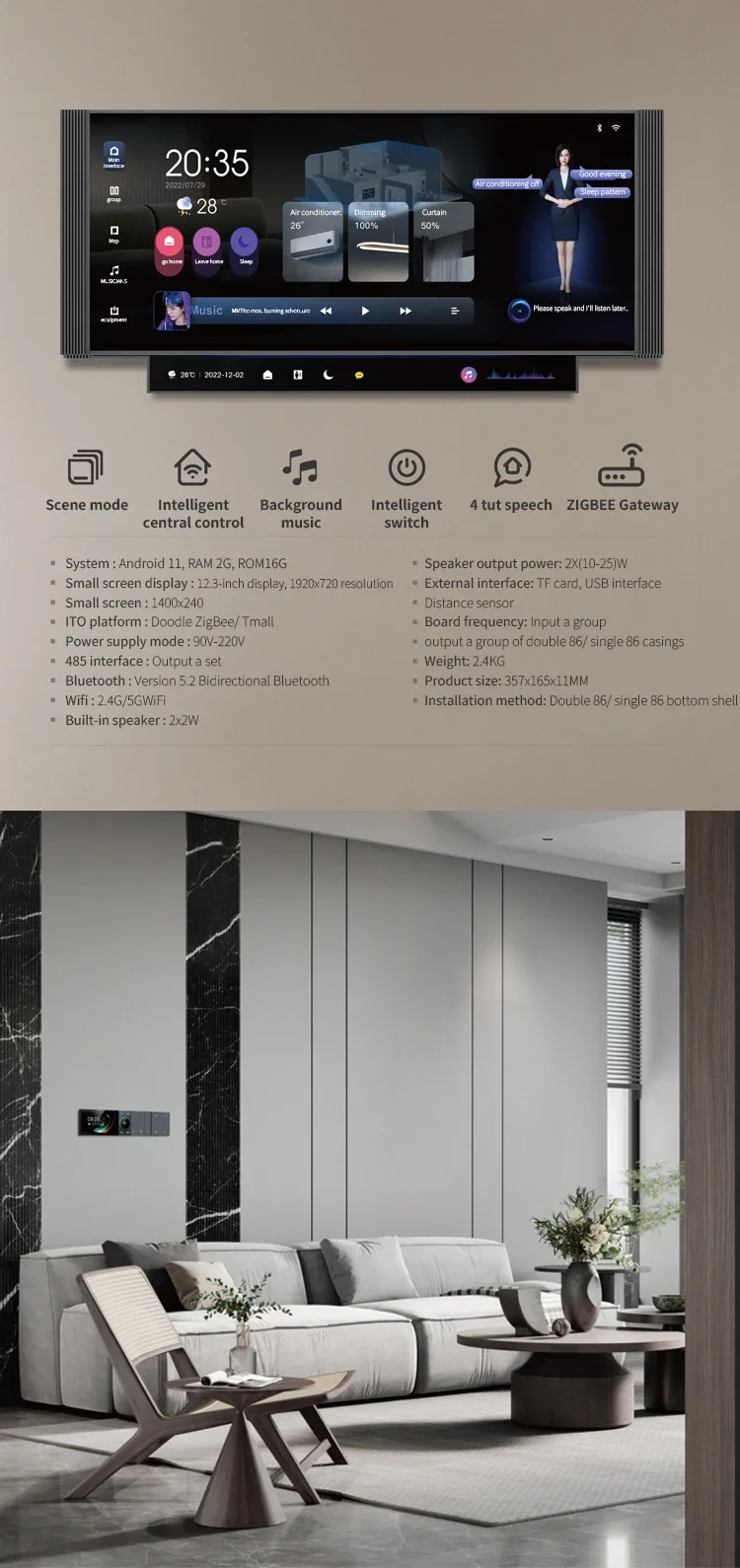 KLASS Google Alexa Voice 6-inch Tuya Central Control Intelligent ...