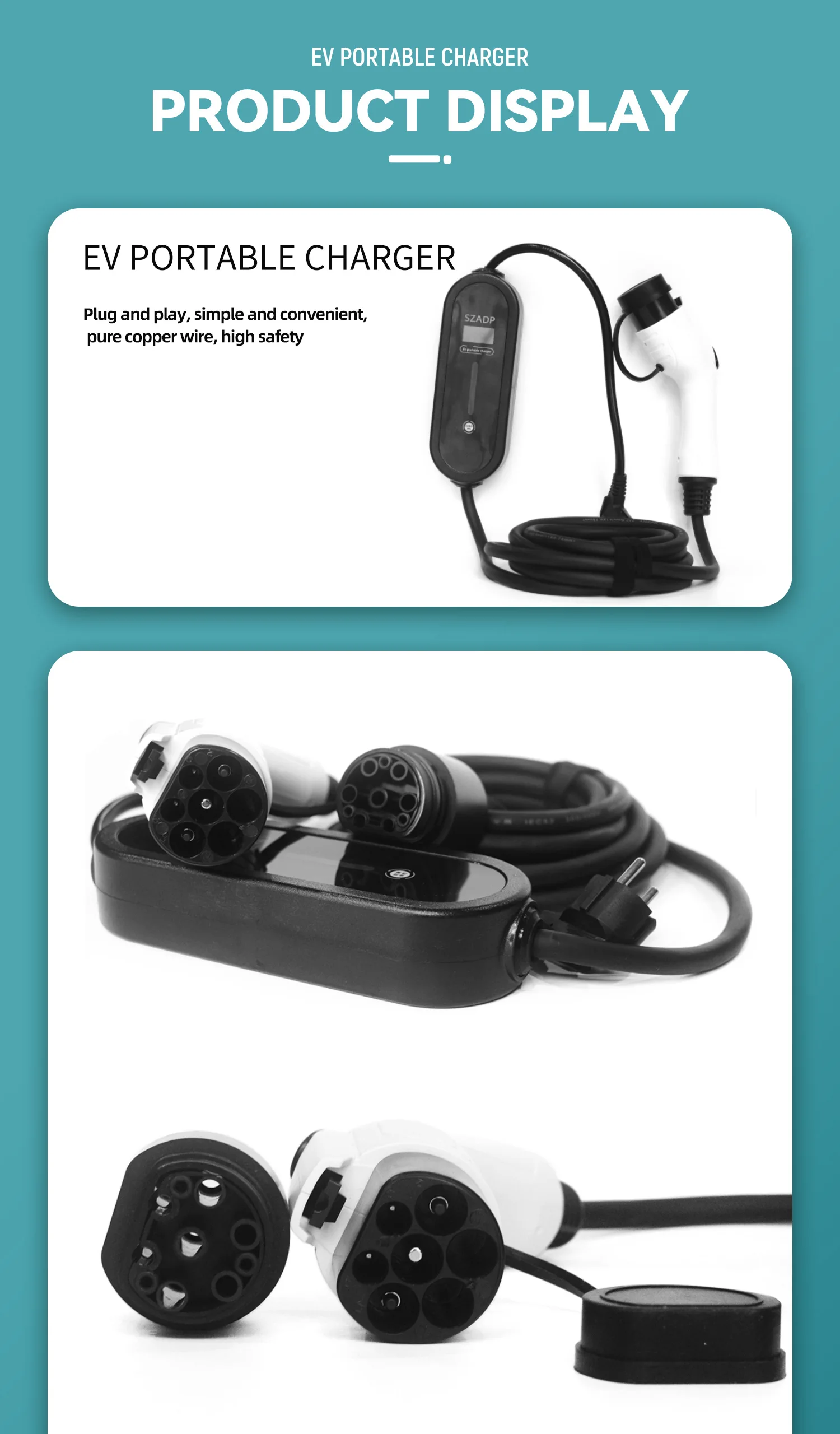 Factory Portable Ev Charger Electric Vehicle Car Charger Charger Cable 3.5kw/7kw Electric ...