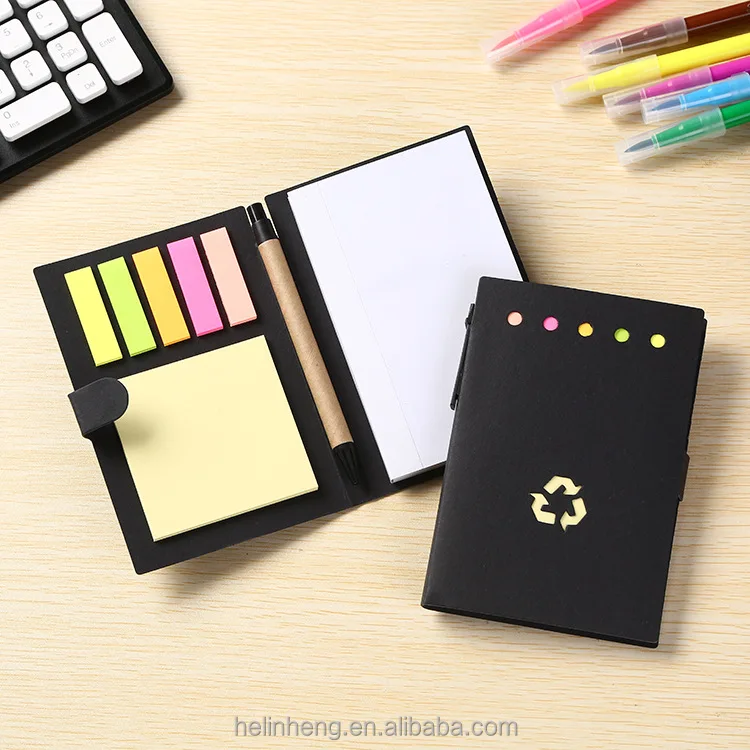 Wholesale A6 Kraft Cover Spiral Notebook with Sticky Notes Custom Logo ...