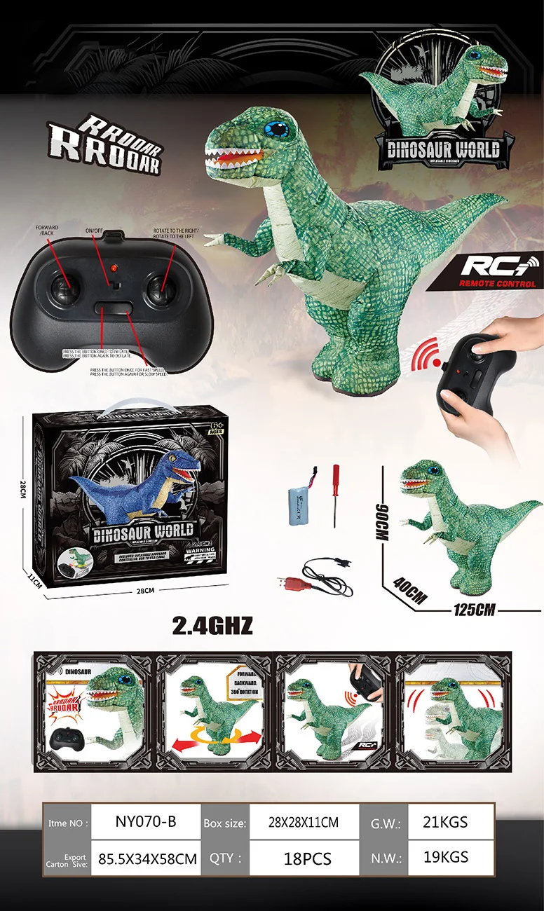 MILI 35.4-Inch Realistic Large Dinosaur Toy Enhanced Remote Control ...