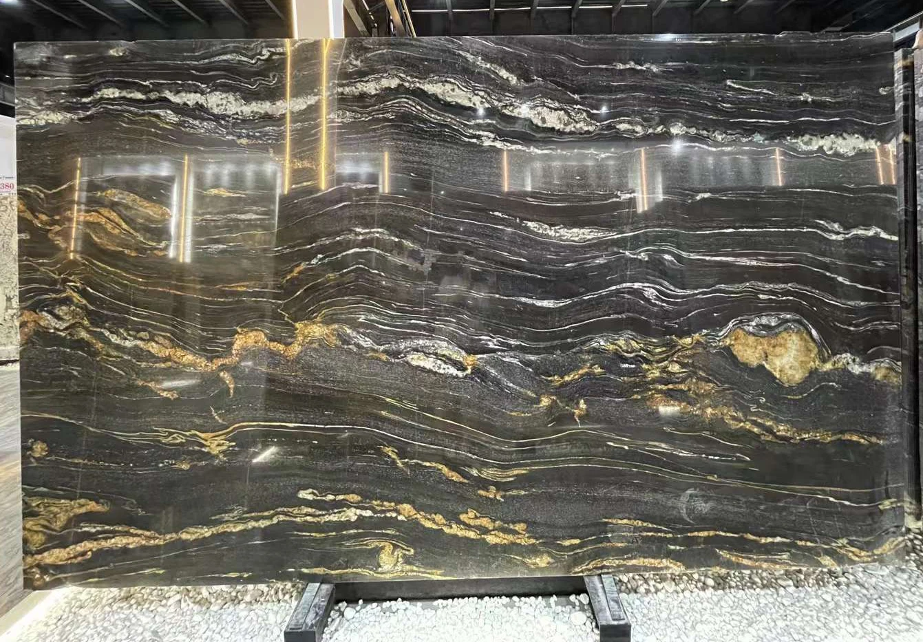 Black Taurus Marble Slab Black Fusion Kitchen Island Counter 30mm ...