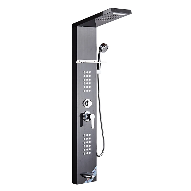Thermostatic Waterfall Black Heater Bathroom Control Shower Panel ...