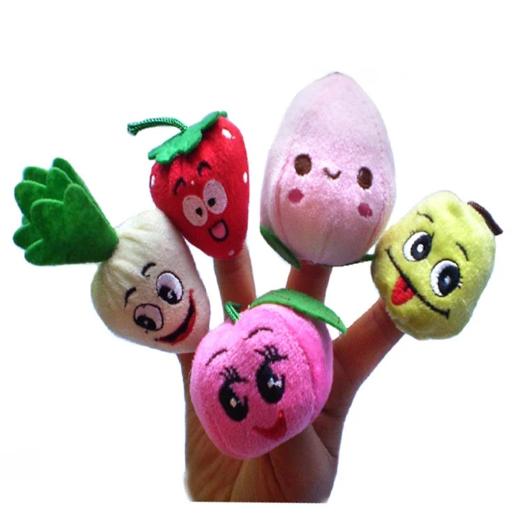 Cartoon soft puppet plush fruits and vegetables Hand Finger Puppet for ...